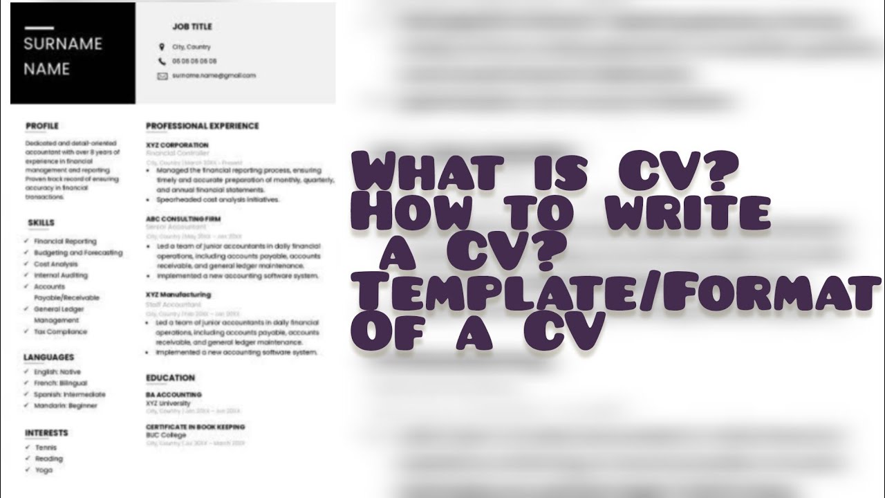 What is CV? How to write a CV?/template for a CV - YouTube