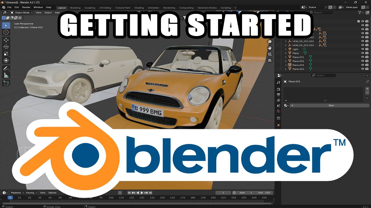Getting started within Blender - Mini Cooper scene - YouTube
