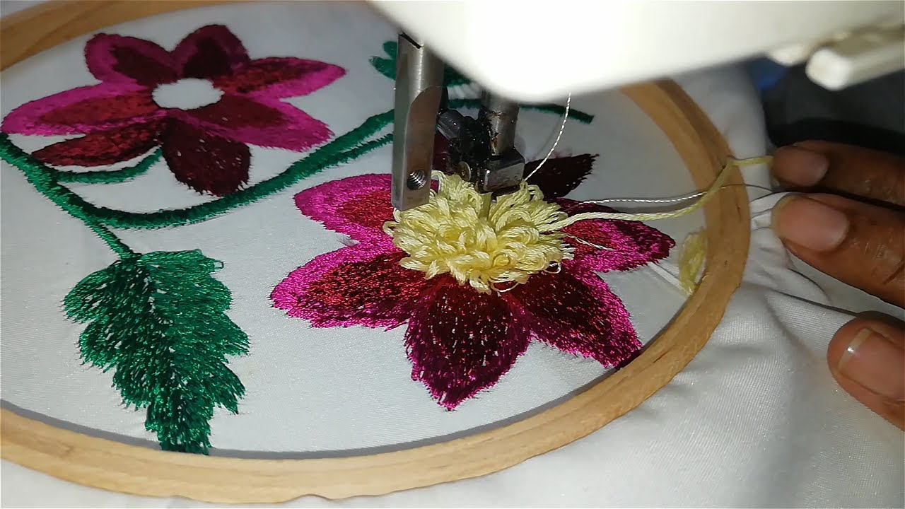 Flower design/Machine embroidery/Tutorial for beginners - YouTube