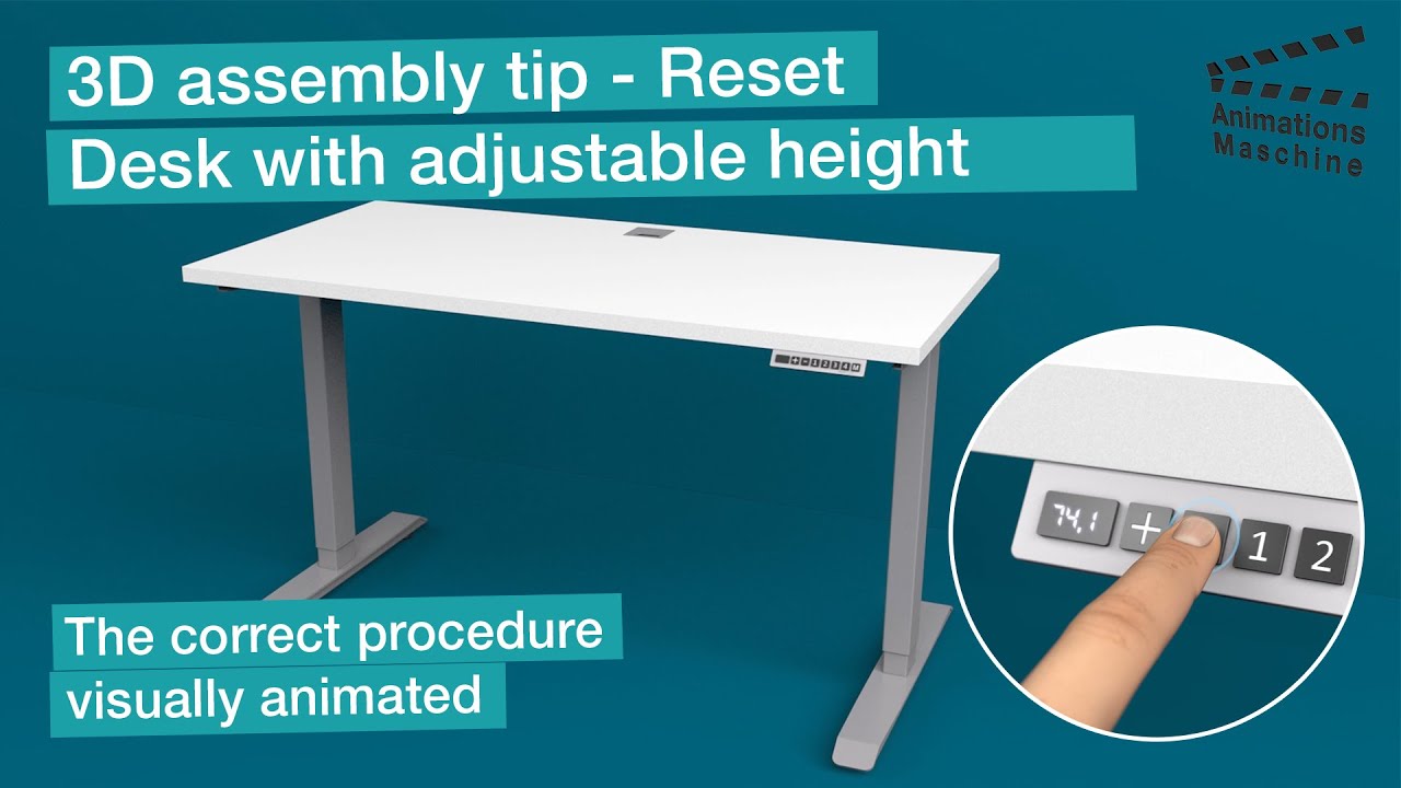 3D assembly tip reset height-adjustable desk - YouTube