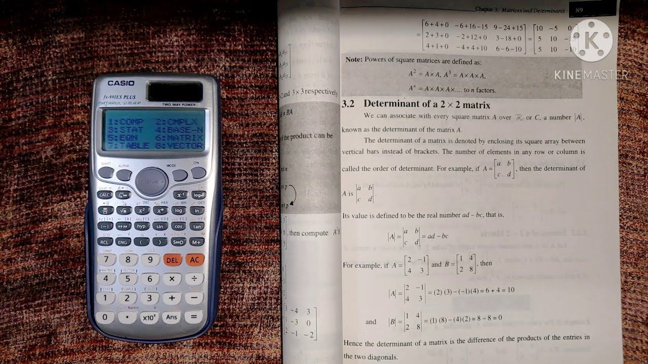 Finding determinant of a matrix by using calculator - YouTube