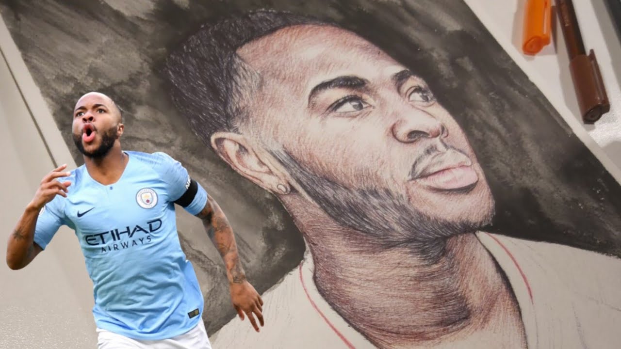 Raheem STERLING - Drawing with Ballpoint Pen - England - YouTube