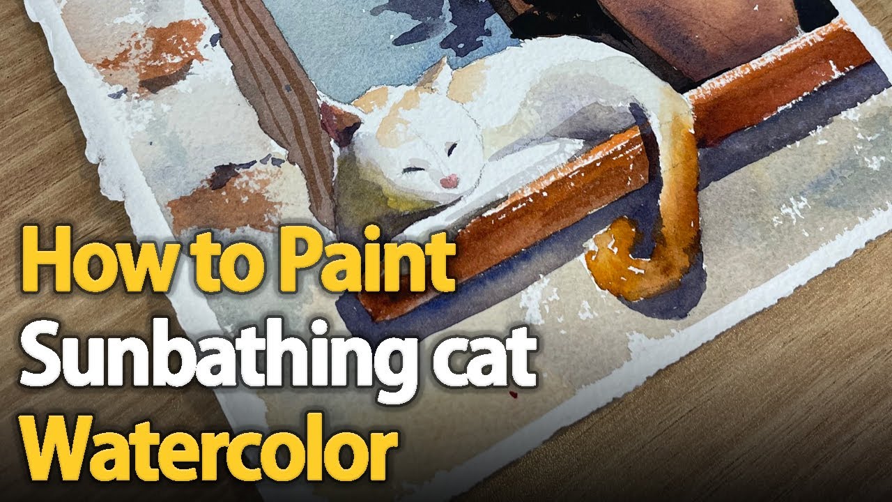 【Parkross】How to paint a sunbathing cat in a watercolor｜relaxing idea ...