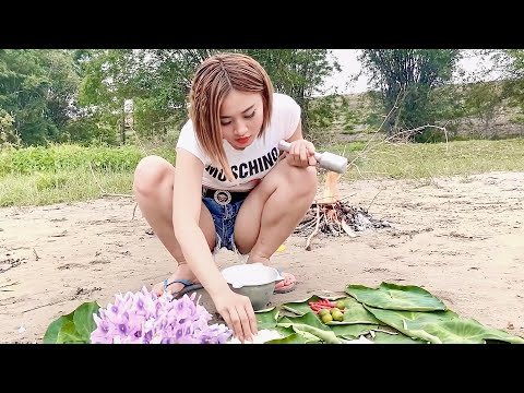 Lisa's Daily Life: Went to pick hyacinths and catch mussels with my brother - Cooking Outside