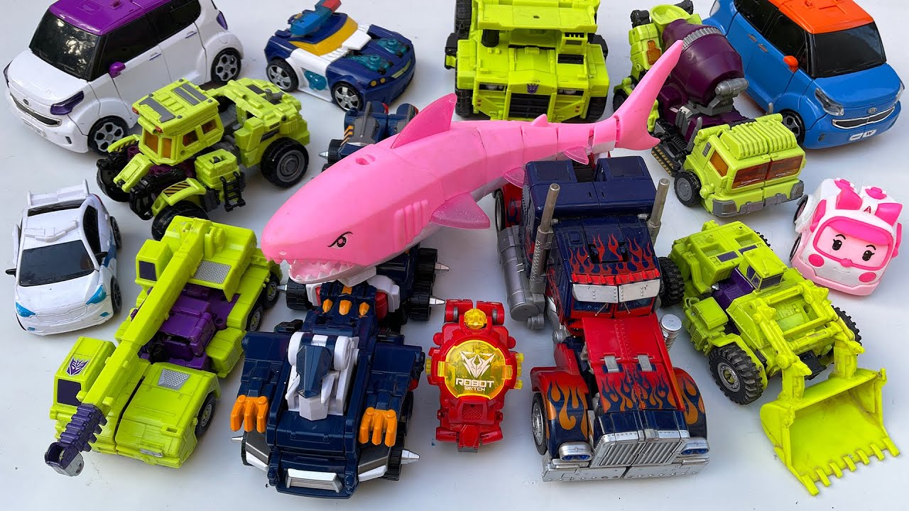 Membersihkan Transformers Excavator, truk, derek Sharkzilla & Mobil ...