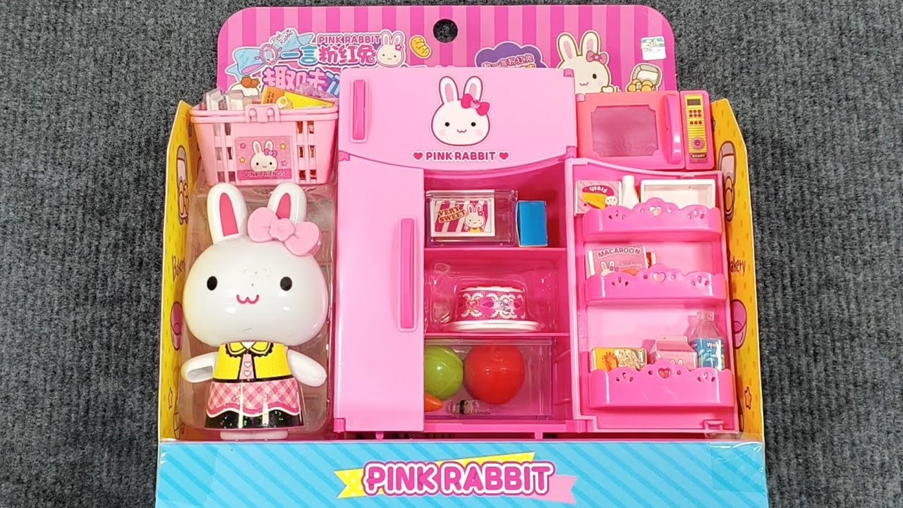 9 Minutes Satisfying with Unboxing Cute Pink Rabbit refrigerator ASMR ...
