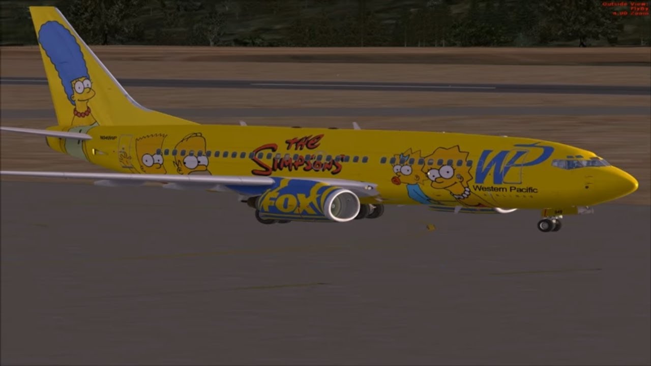 The Simpsons Plane Special Paint Show - Landing / Takeoff - PMDG 737 PC ...