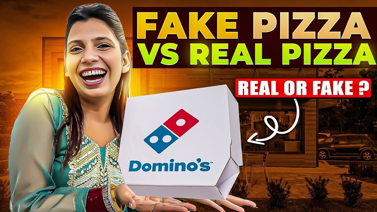 Real Vs Fake DOMINOS pizza FOOD challenge !! *SHOCKED* 😱 - YouTube