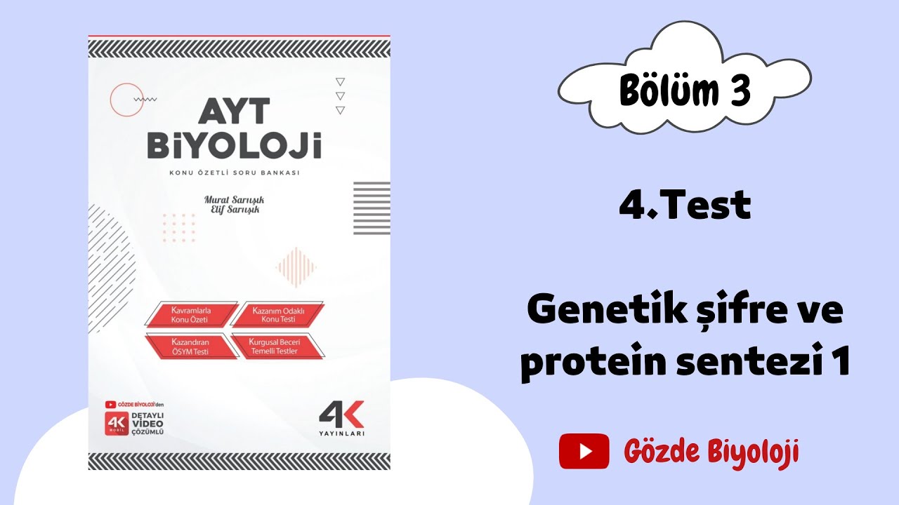 3.BÖLÜM 4.TEST - GENETİK ŞİFRE VE PROTEİN SENTEZİ 1 - YouTube