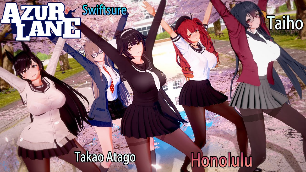 [碧藍航線Azur lane MMD/4K] 愛宕、高雄、火奴魯魯、大鳳、確捷 校園生活Skin 制服Ver. Skin｜The feels ...