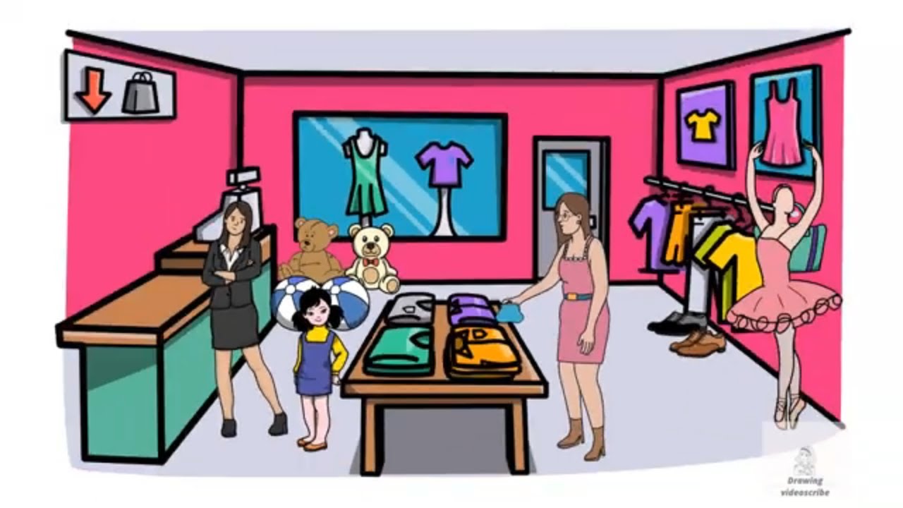 how to draw shopping mall and easy step by step drawing videoscribe ...