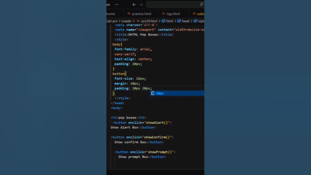 HTML CSS & Javascript using alerts box #shorts #viral #viralvideo #subscribe #html #css # ...