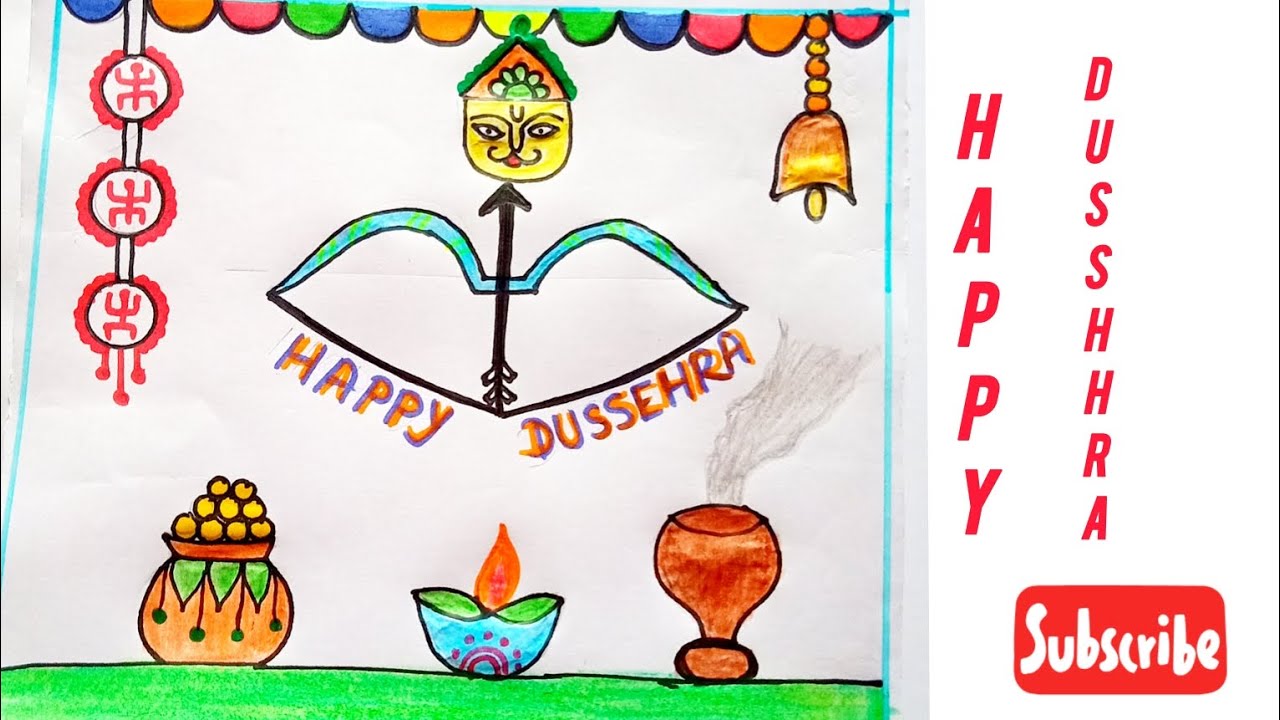 Very Easy Dusshera Drawing/Easy Ravan Drawing/How to draw Ravan step by ...