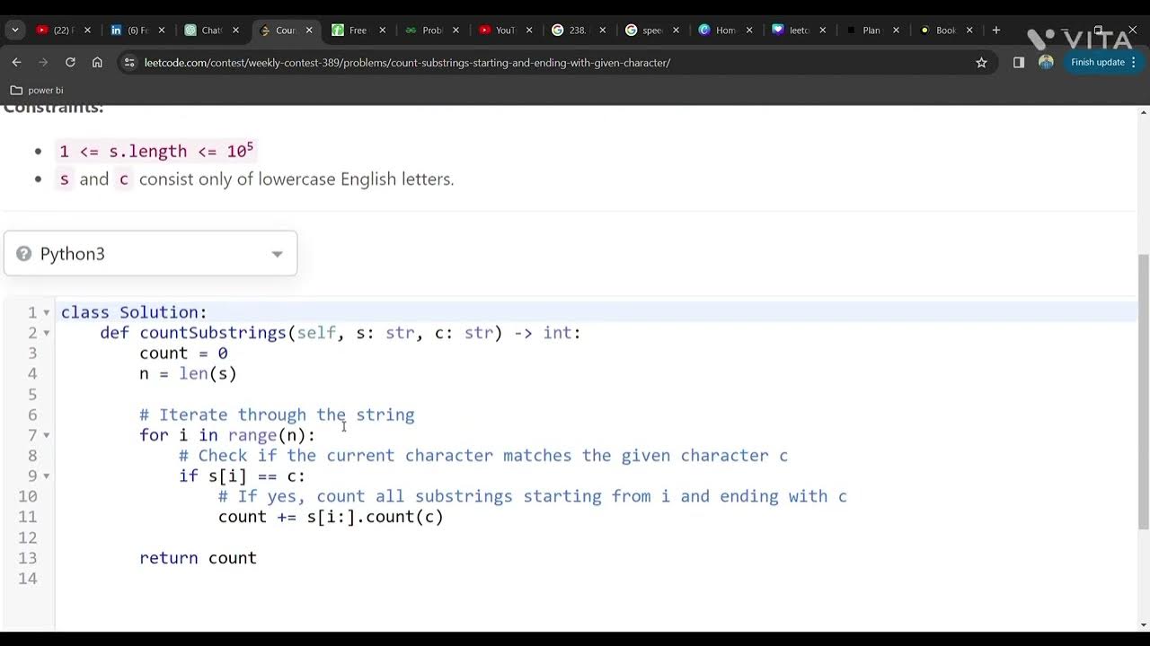100236 Count Substrings Starting And Ending With Given Character Weekly Contest 389 Q2