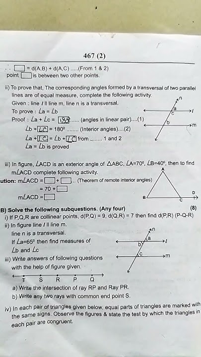 9th class Geometry 1St semester exam 2023 Question paper - YouTube