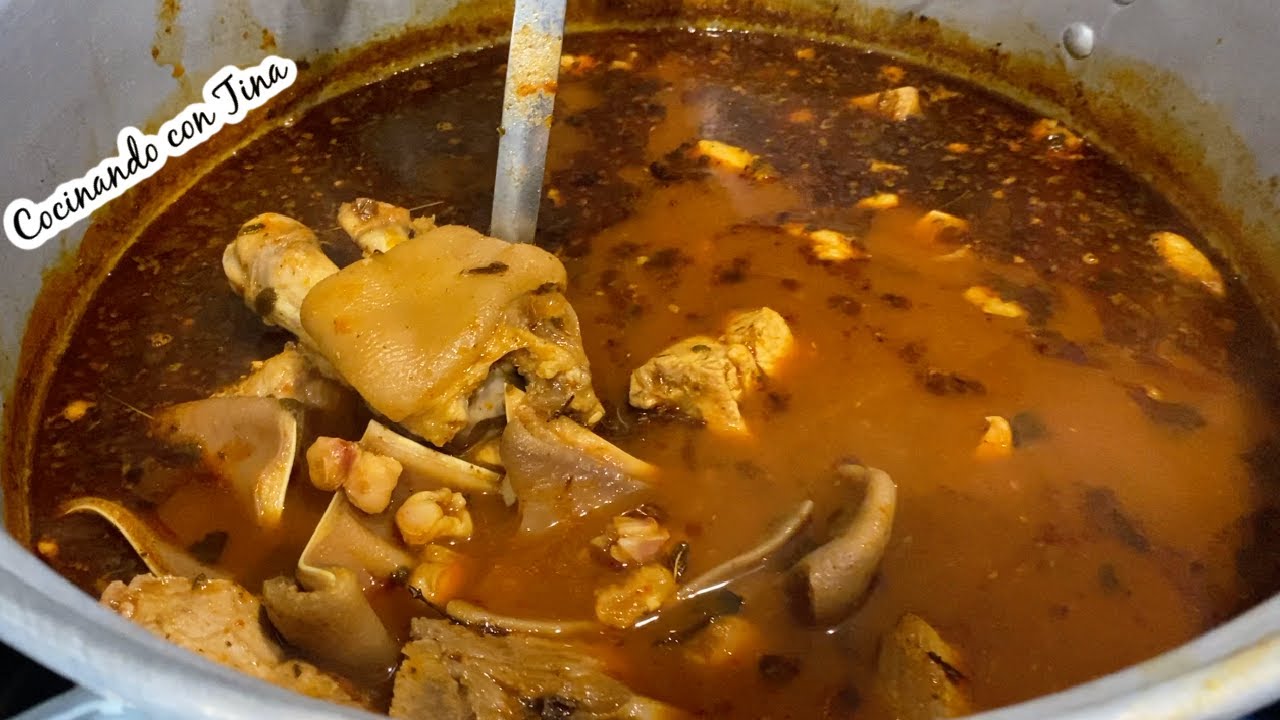 POZOLE ROJO DE PUERCO CON GRANO REVENTADO (RECETA COMPLETA PASO A PASO ...