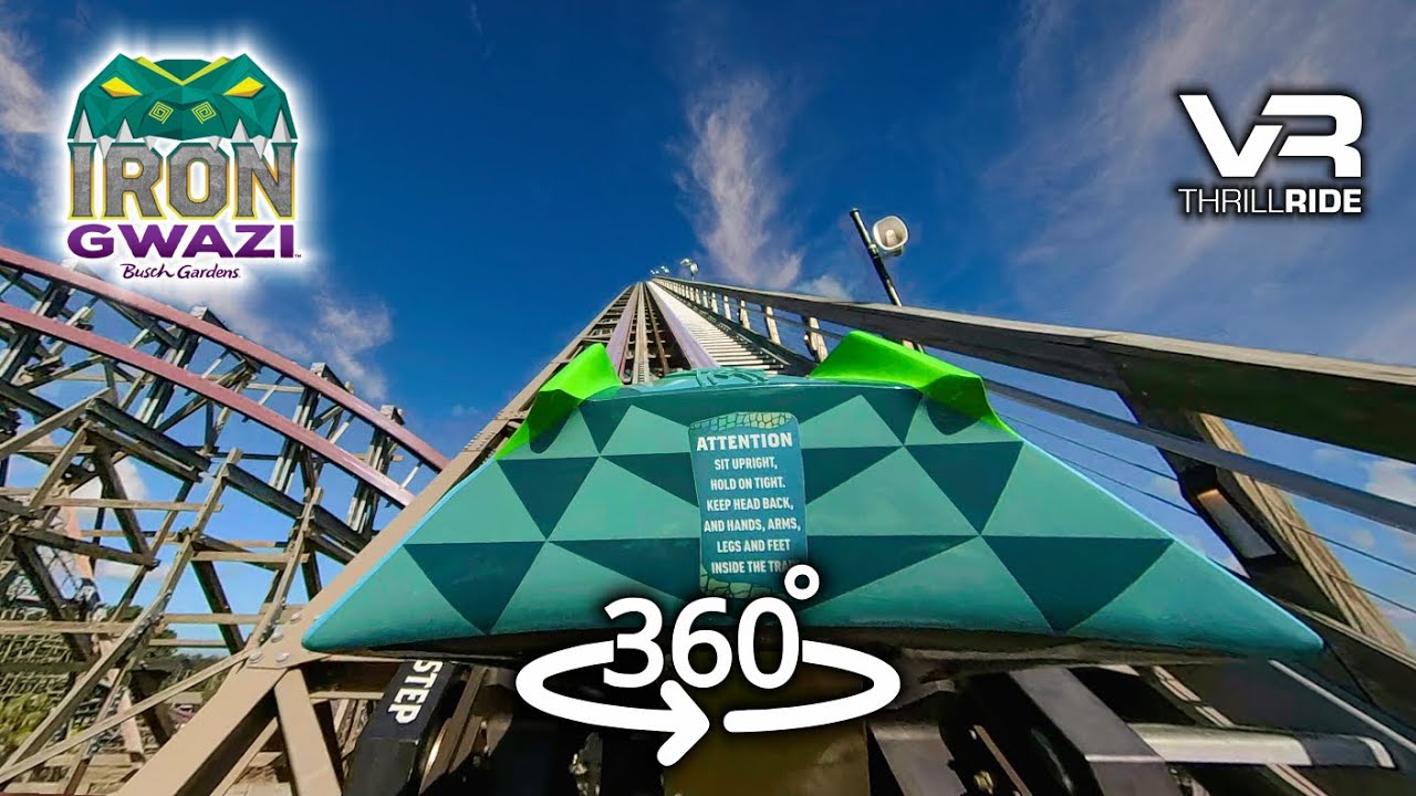 IRON GWAZI front row POV 360° Busch Gardens VR Epic Roller Coaster ...