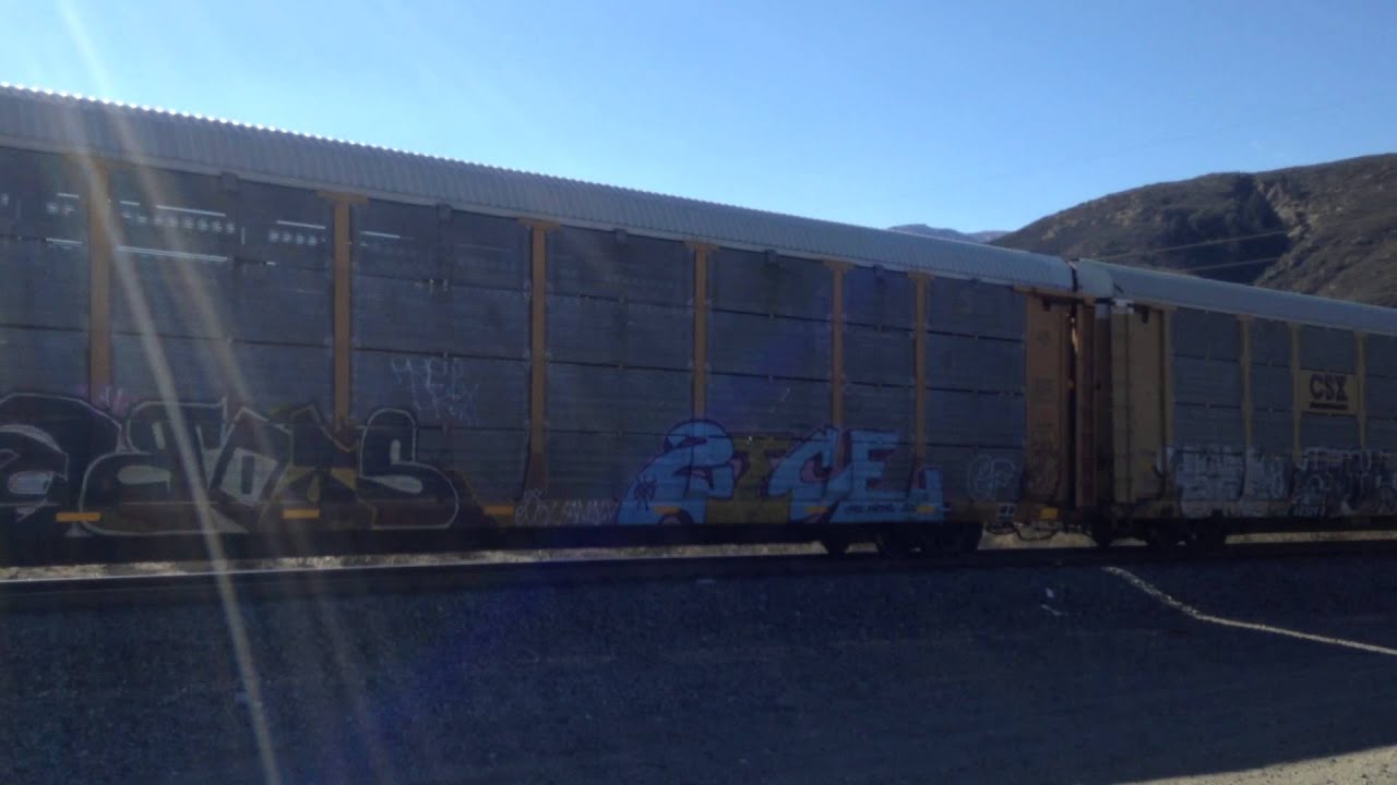 UP 4439 Leads Southbound Empty Autorack Train passes through Blue Cut ...