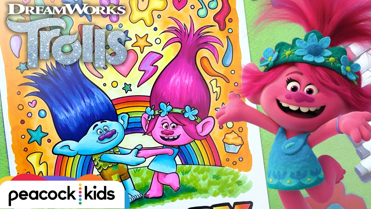 SUPER SATISFYING Trolls Coloring | Marker ASMR | TROLLS - YouTube