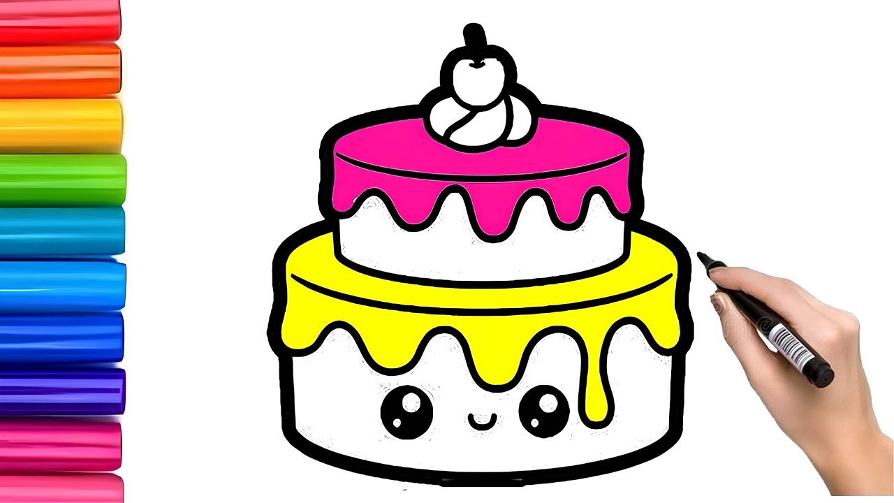 How to draw a cake step by step|| Birthday cake drawing easy || cake ...