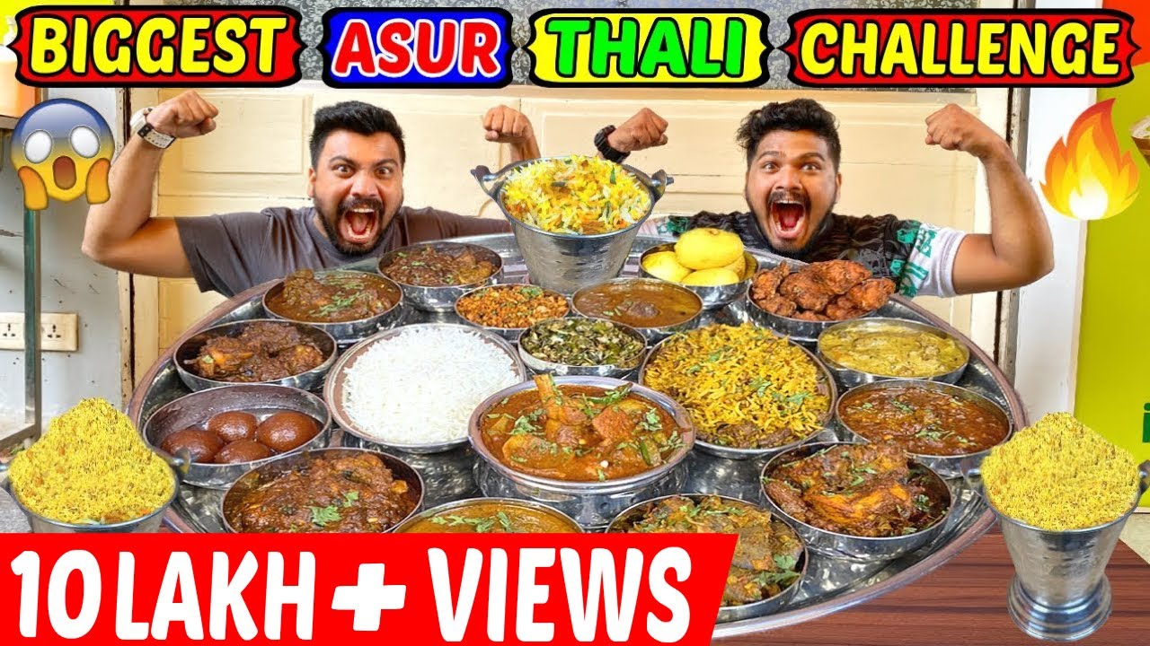 WORLD'S BIGGEST ASUR THALI EATING CHALLENGE | MASSIVE ASUR THALI EATING ...