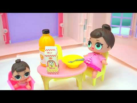 LOL Surprise Big & Lil Sisters School Day Morning Time Routine - Eat Breakfast, Brush Teeth