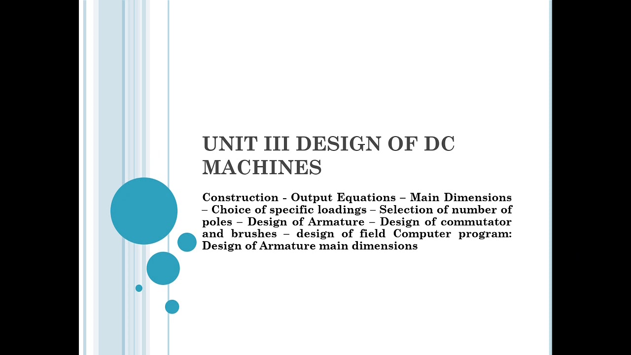 Design of DC Machines review - YouTube