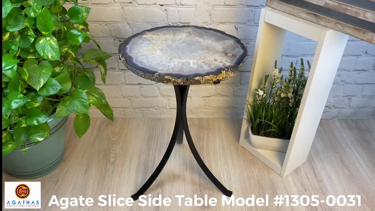 Agate Slice Side Table Model #1305-0031 by agathasgems.com - YouTube