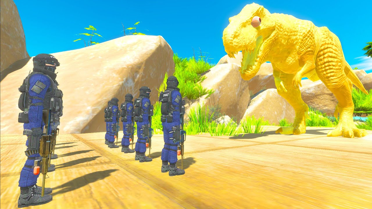 SWAT Army VS Golden Giant Dinosaurs - YouTube