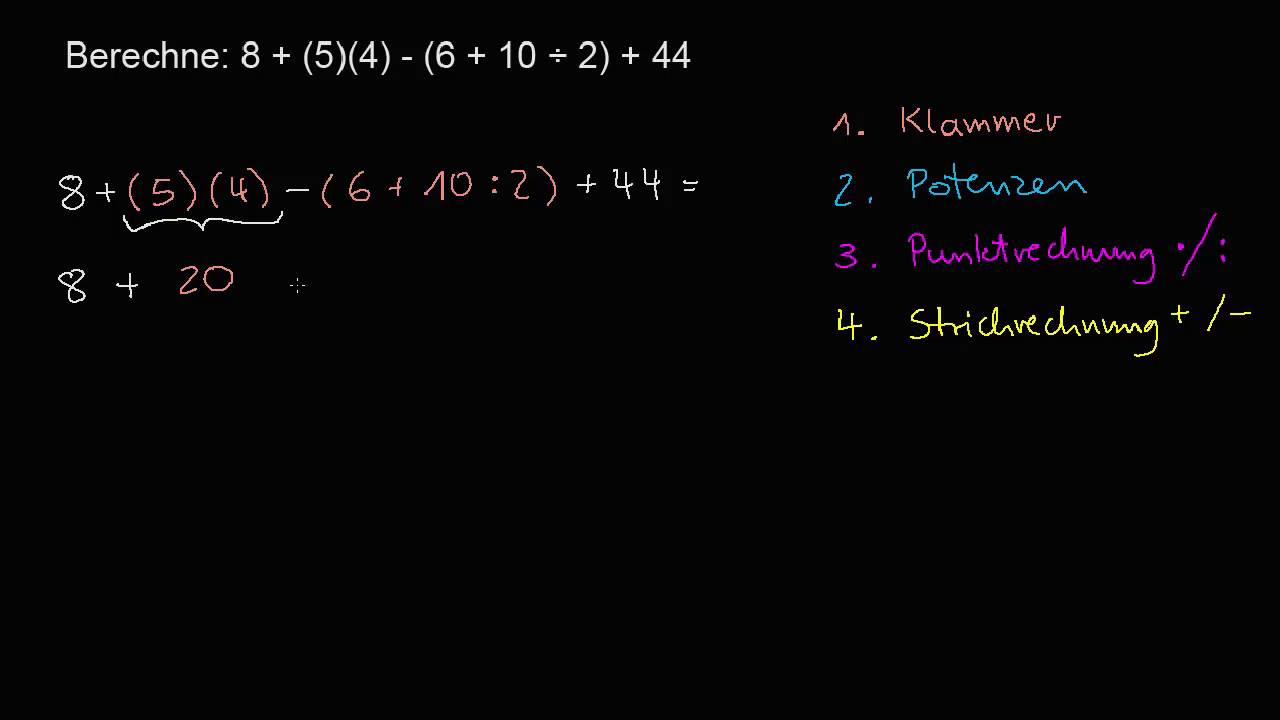 Reihenfolge von Rechenoperationen - Beispiele - YouTube