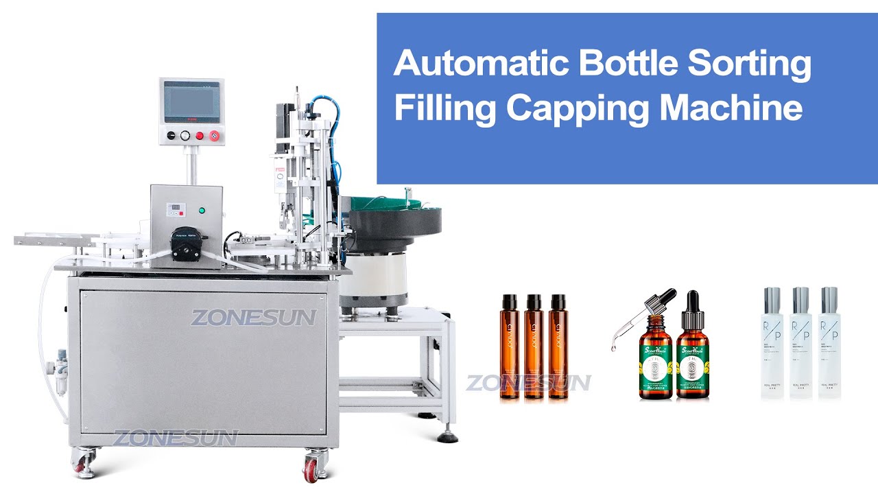 How to use ZS-AFC15 Automatic Bottle Sorting Filling Capping Machine - YouTube