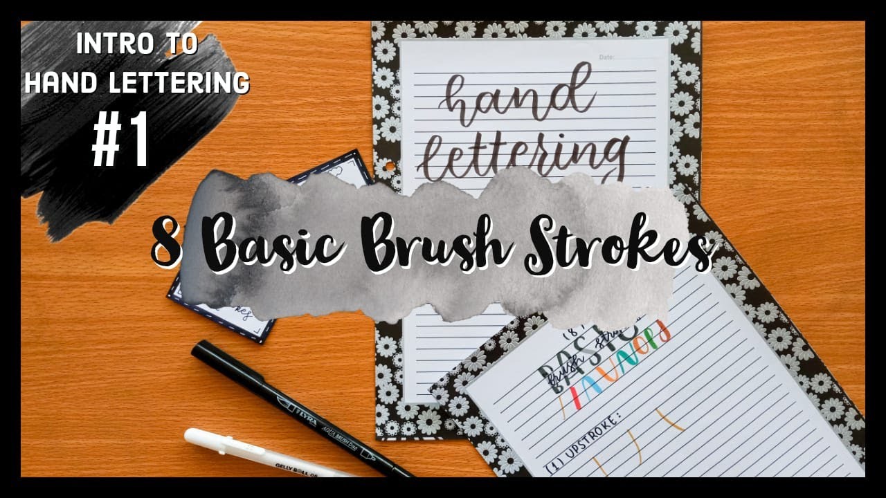 INTRO TO HAND LETTERING:#1- Basic Brush Strokes // Art Therapy - YouTube