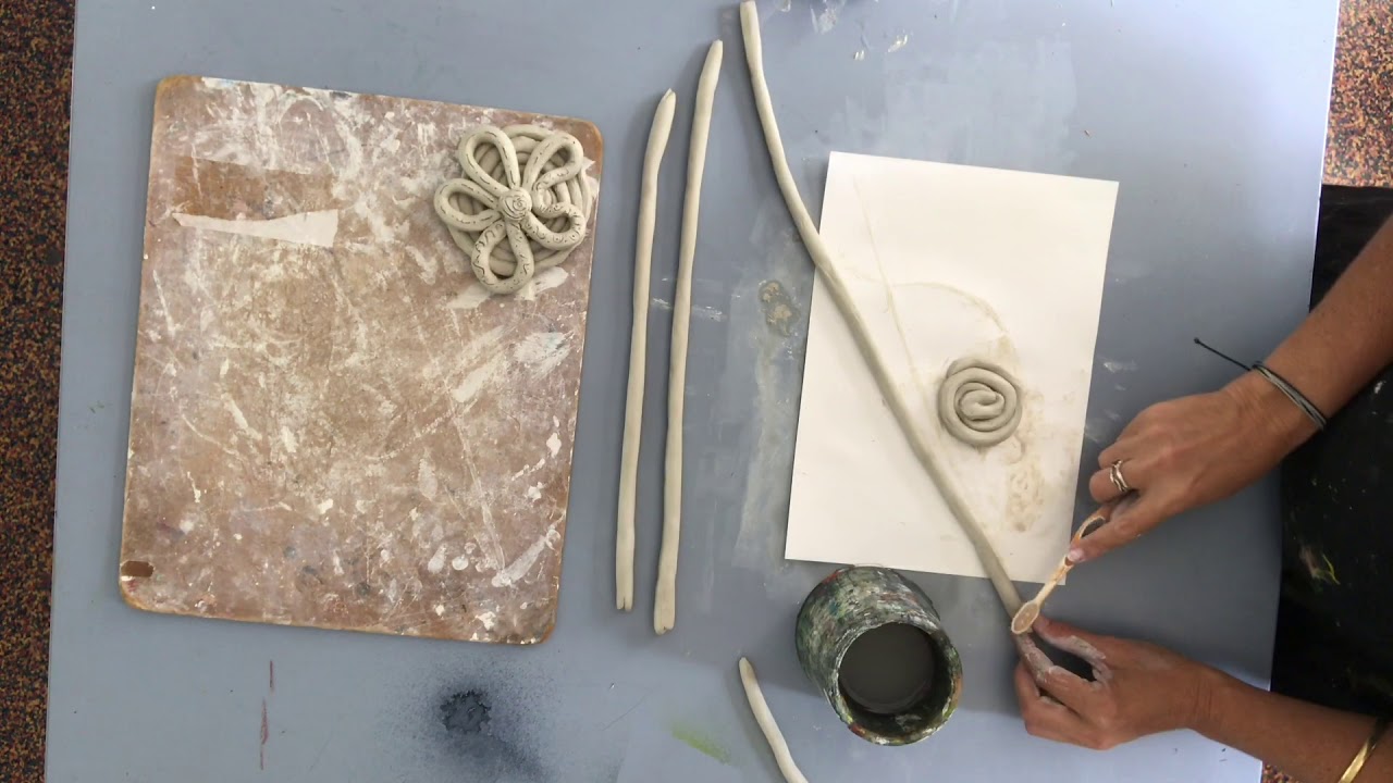 Coil Technique- Clay Coaster with decoration - YouTube