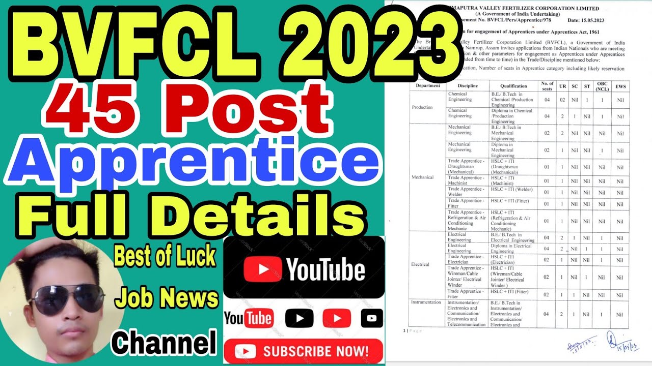 BVFCL Apprentice Recruitment 2023// Online apply Eligibility selection ...