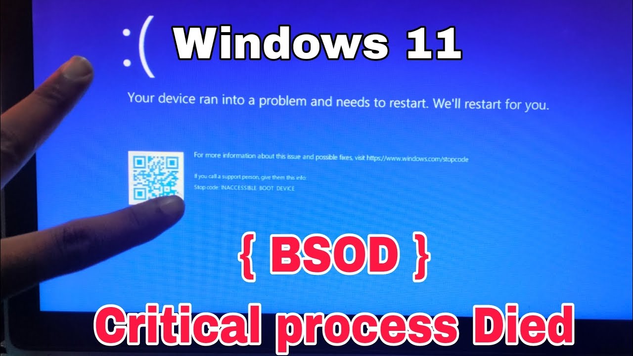 How to Fix Windows 11- BSOD Critical Process Died Blue Screen Display ...