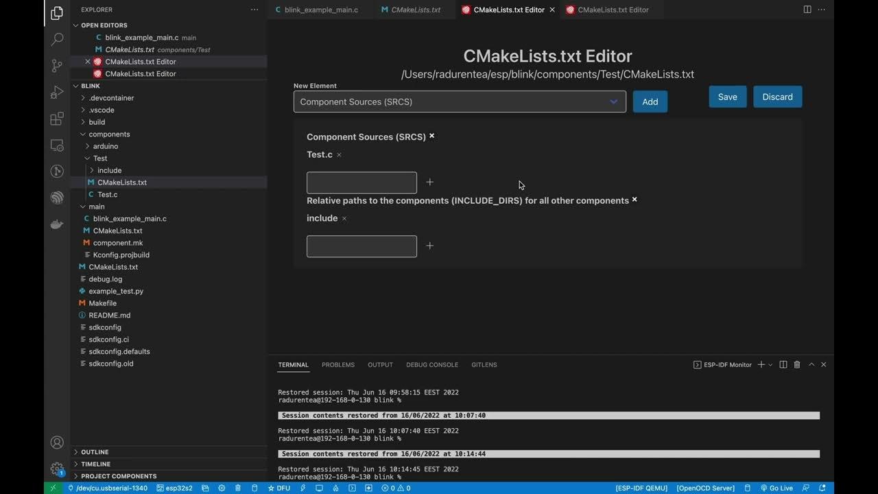 ESP-IDF VSCode Extension Tutorial #3: CMakeLists Editor - YouTube