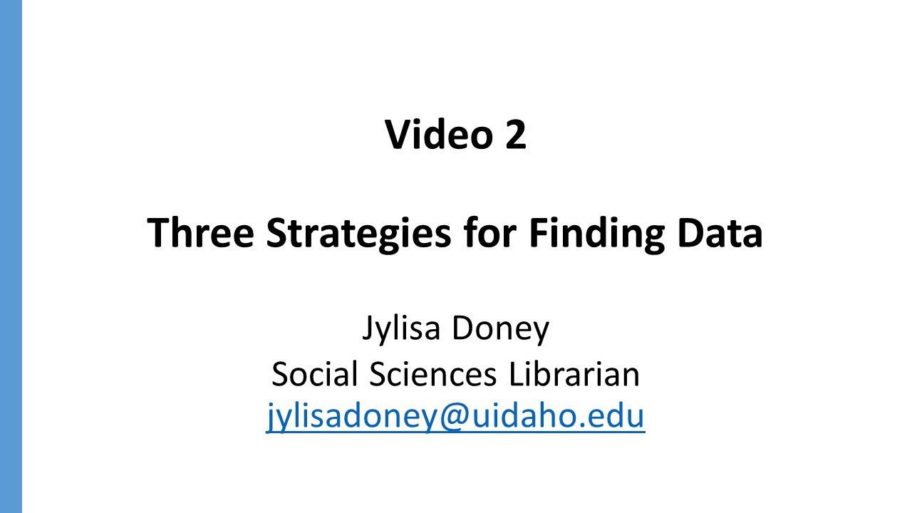 Video 2: Three Strategies for Finding Data - YouTube