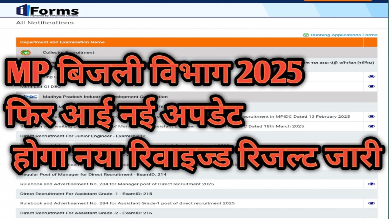 MP बिजली विभाग 2025 भर्ती का होगा नया रिवाइज्ड रिजल्ट ज़ारी | ऑफिसियल ...