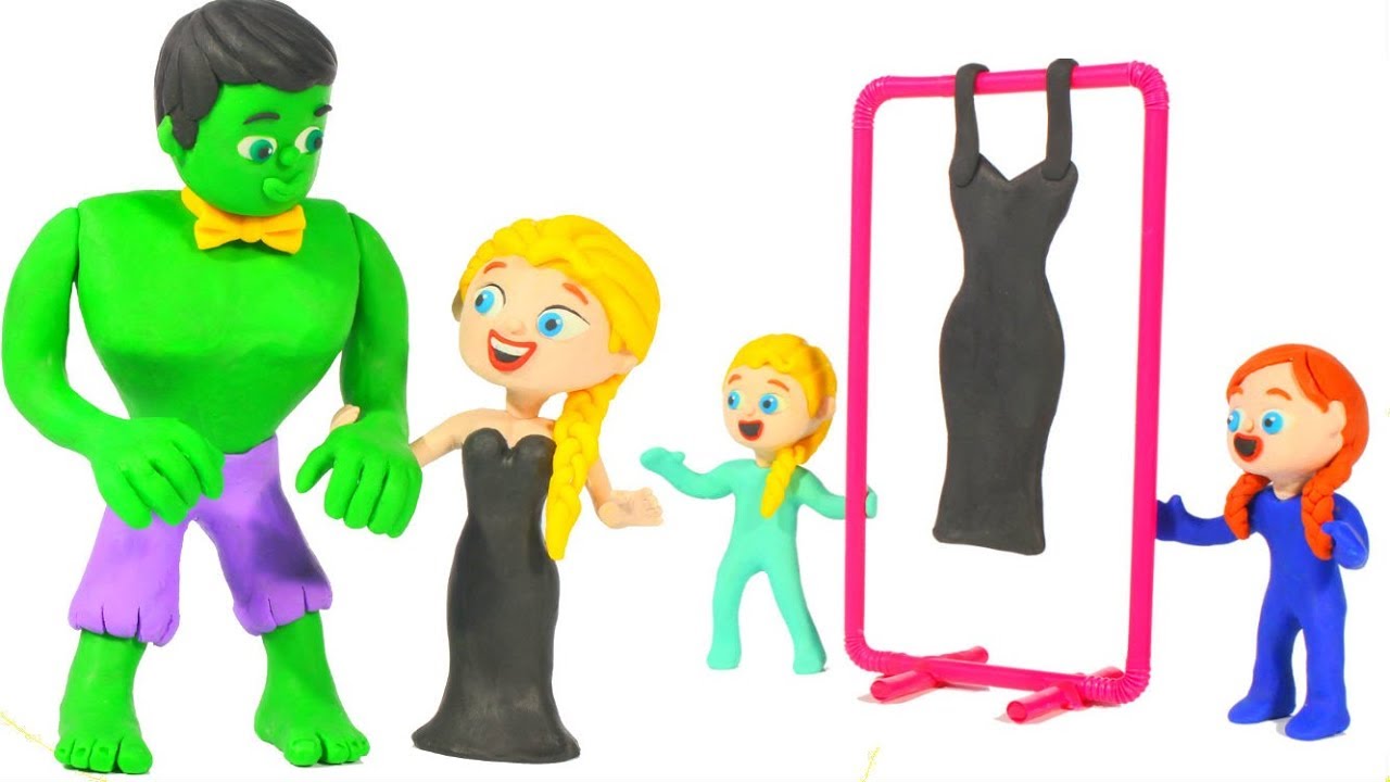 SUPERHERO & PRINCESS ELSA NEW DRESS SUPERHERO PLAY DOH CARTOONS FOR ...