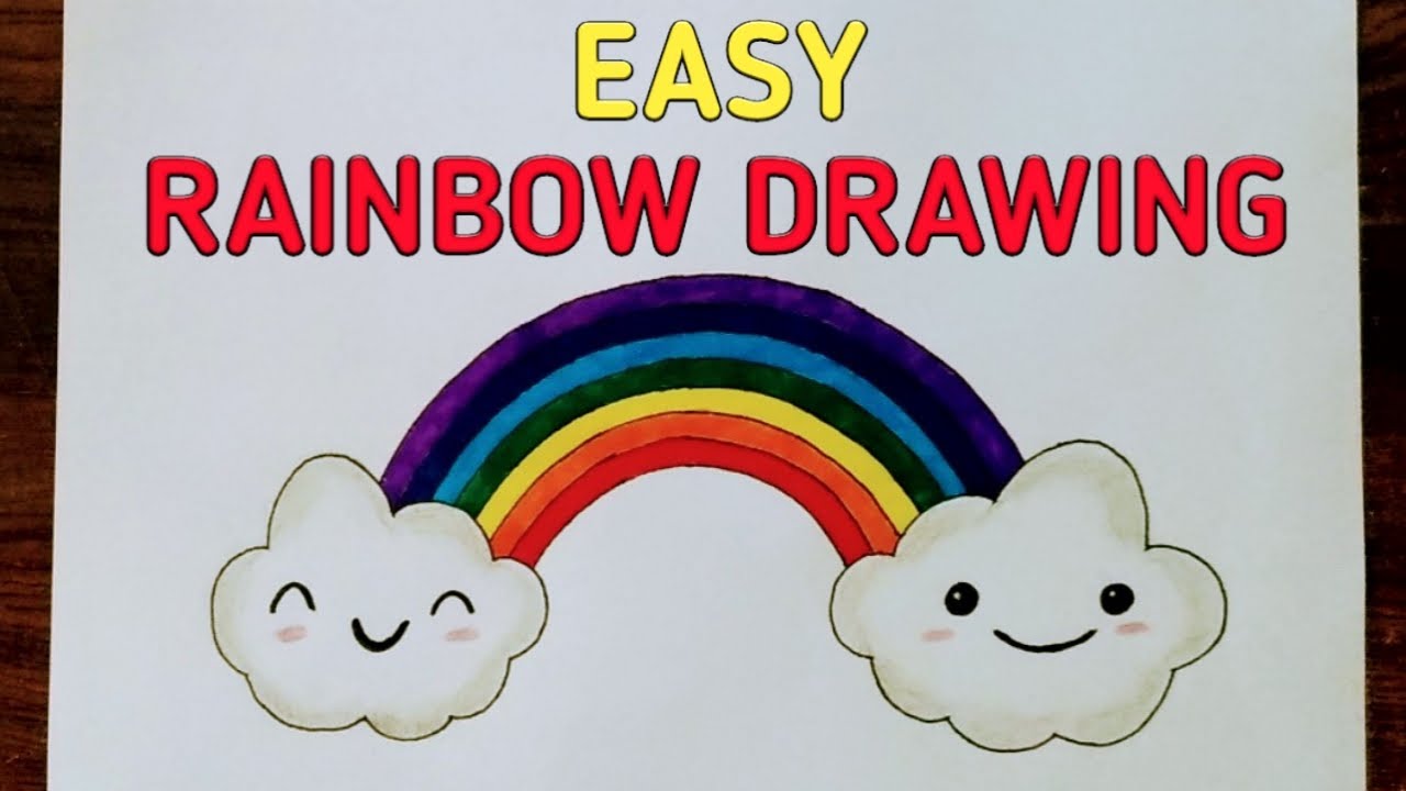 How to Draw a Rainbow Easy | Easy Rainbow Drawing | Rainbow and Clouds ...