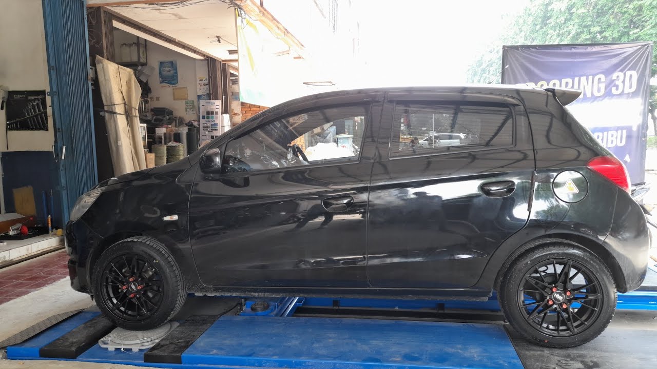 MODIFIKASI MOBIL MITSUBISHI MIRAGE GANTI VELG RING 15 + BAN 185 55 R15 ...
