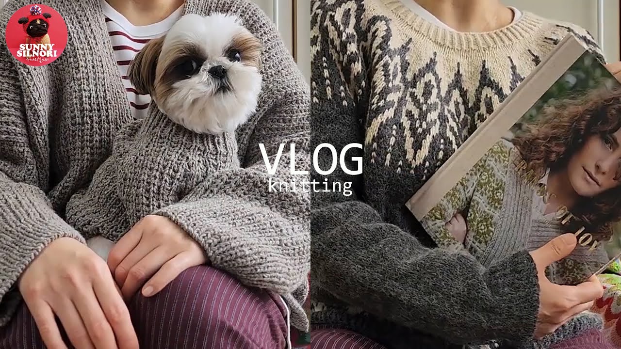 [뜨개하며독서 vlog-11]FO가 4개 내꺼2개 산타꺼2개ㅣFO SPROUT-Anna Johanna 고요한 밤에 가디건 l ...