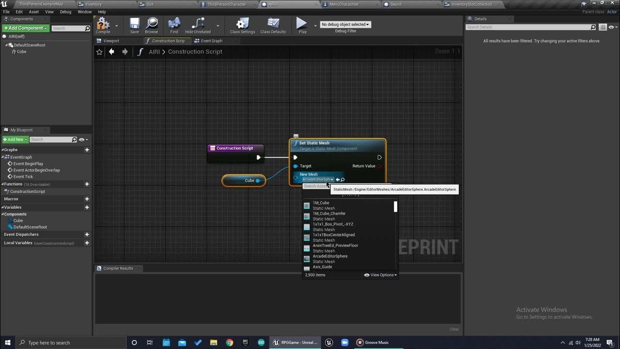 Difference between event begin play and construction script - YouTube
