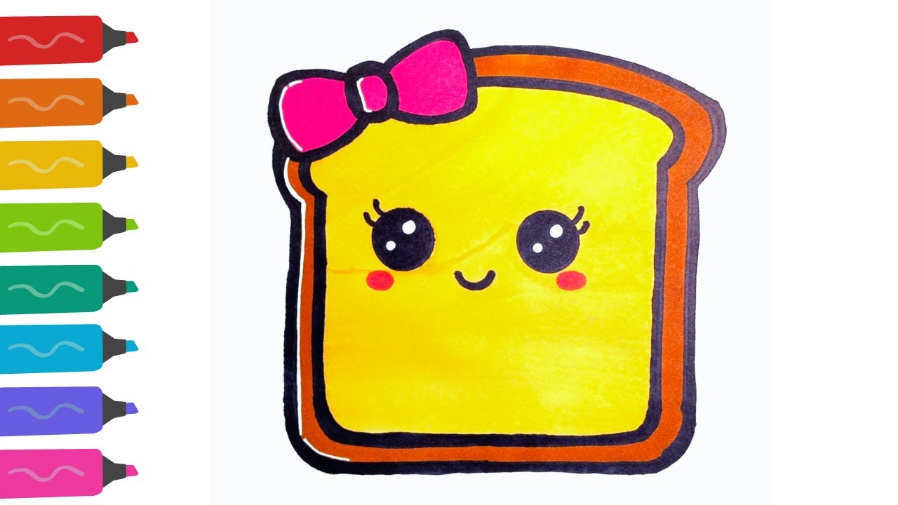 How to Draw a Cute and Easy Bread, Step by Step Drawing for Kids - YouTube