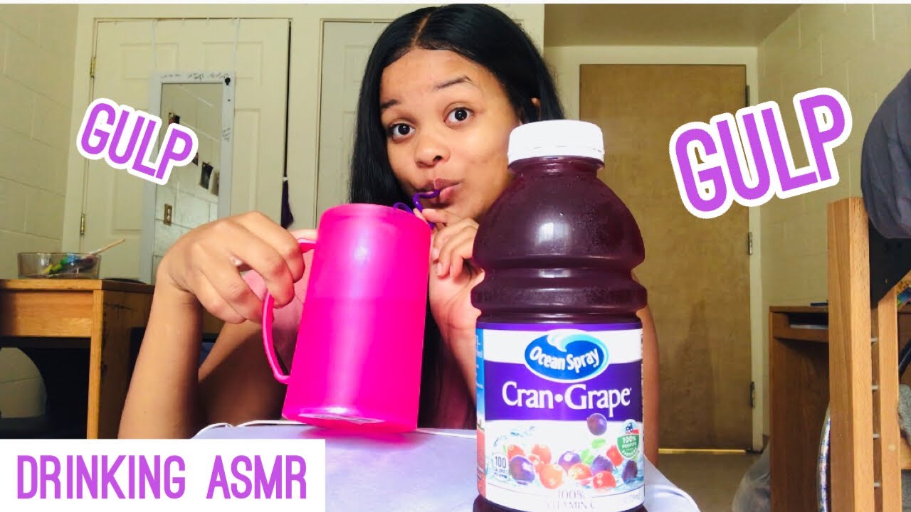 ASMR: Drinking Ice Cold Cran-Grape Juice (Intense Gulping Sounds) Soft ...