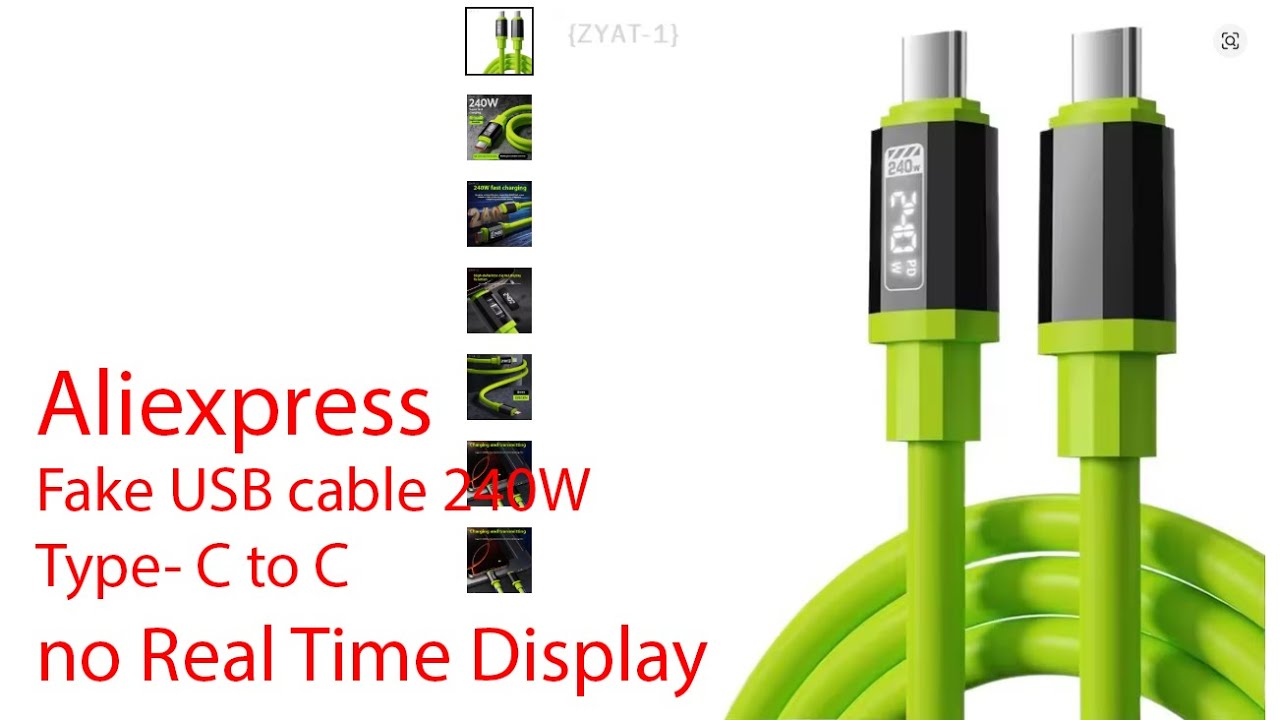Aliexpress scam: Fake USB Type-C Cable not Real-Time Power Display 240W ...