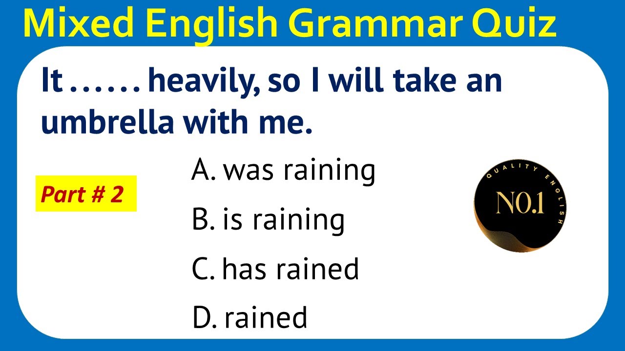 Mixed English Grammar Quiz Part 2 | Mixed Grammar test | 20 Questions ...