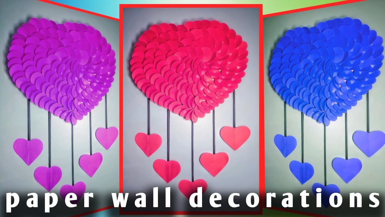 Create Your Own Heart-shaped Wall Decor Using Simple Paper ️😍 Diy ...