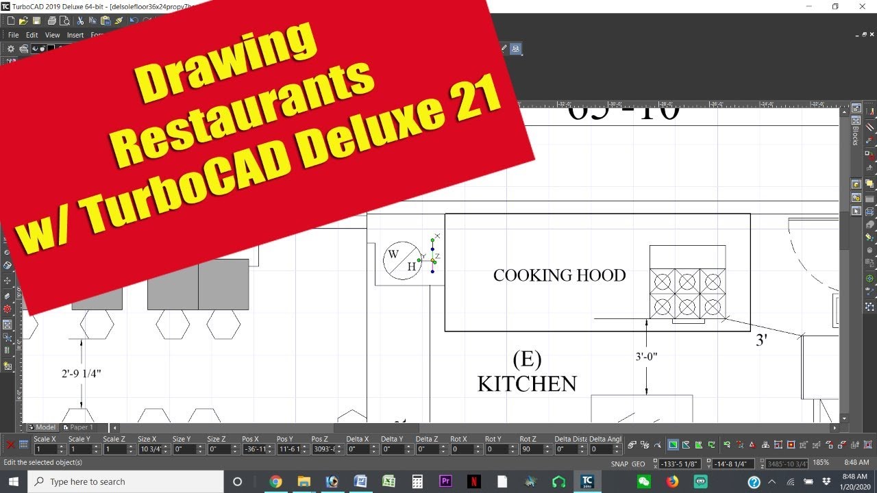 How to draw Restaurants using TurboCAD Deluxe 21 - YouTube