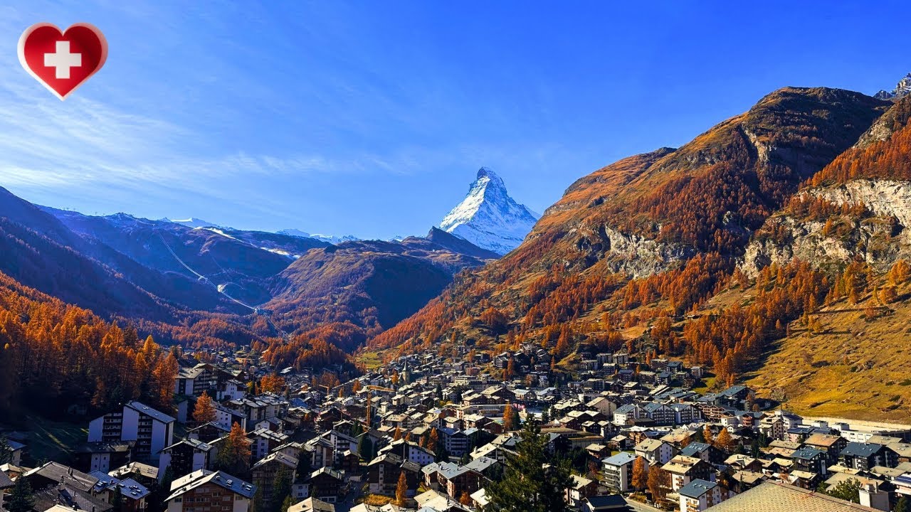 Zermatt 🇨🇭 Matterhorn shines on a sunny autumn day in Switzerland 4K ...
